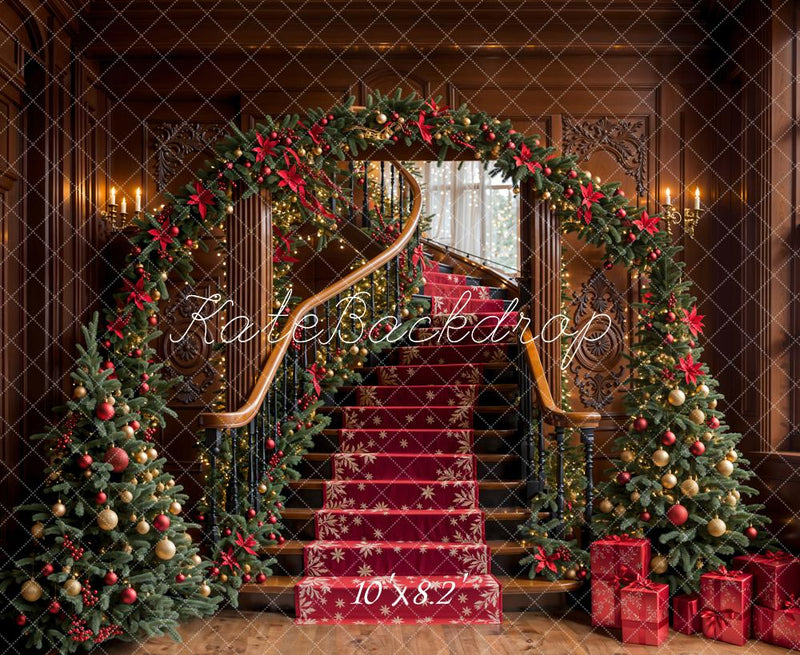 Festive Grand Holiday Staircase Backdrop