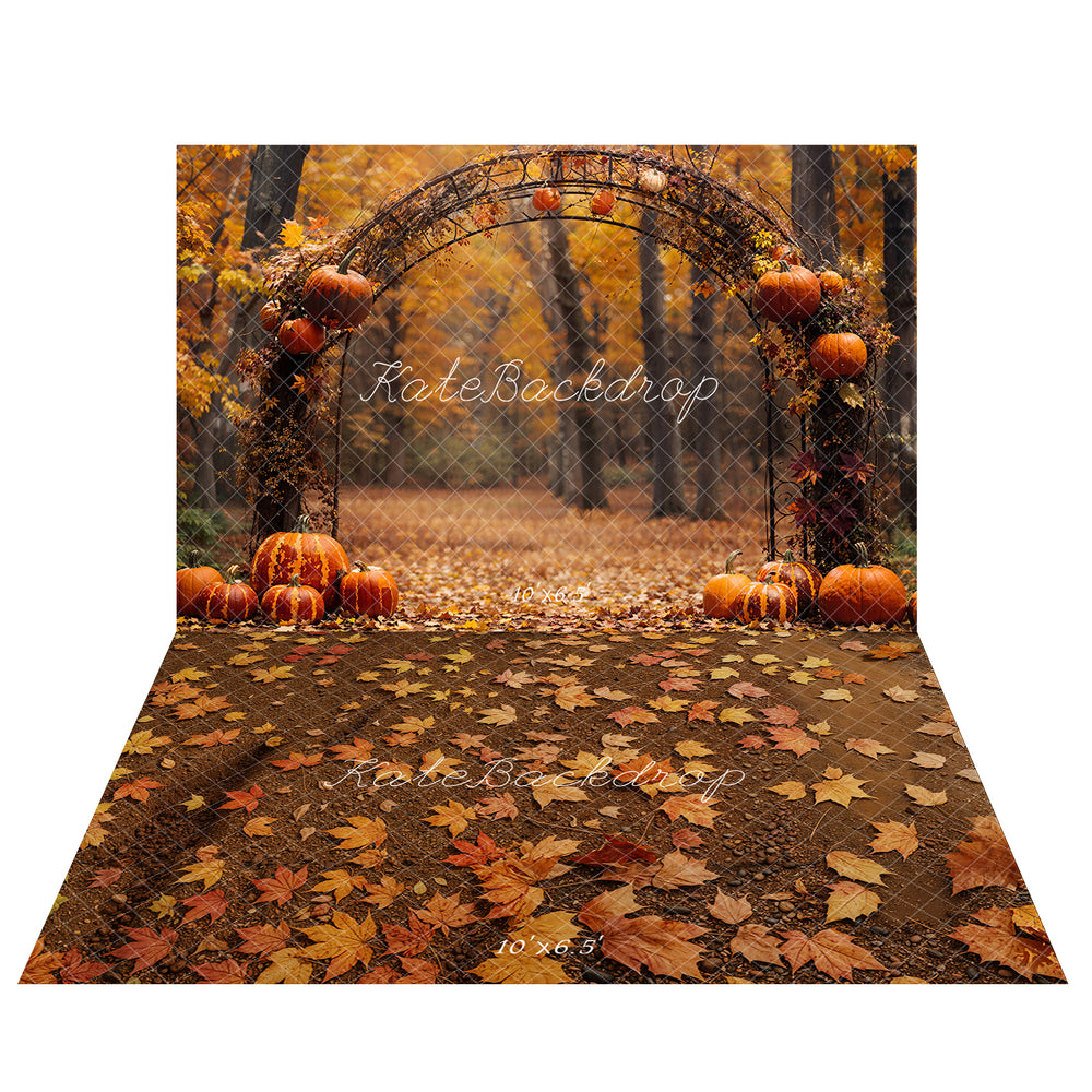 Autumn Pumpkin Arch Woodland Backdrop