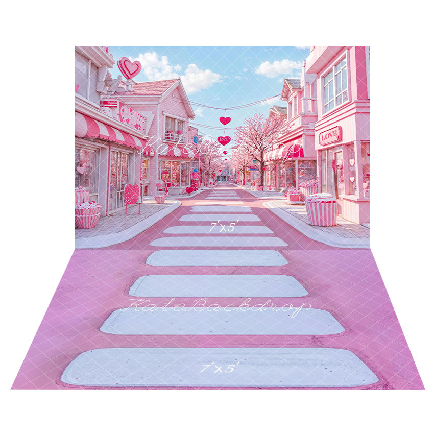 Romantic Pink Candy Street Backdrop