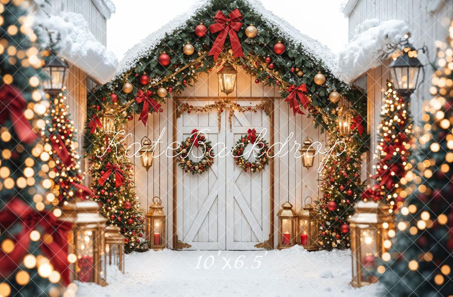Kate Christmas Tree White Barn Door Backdrop Designed by Emetselch