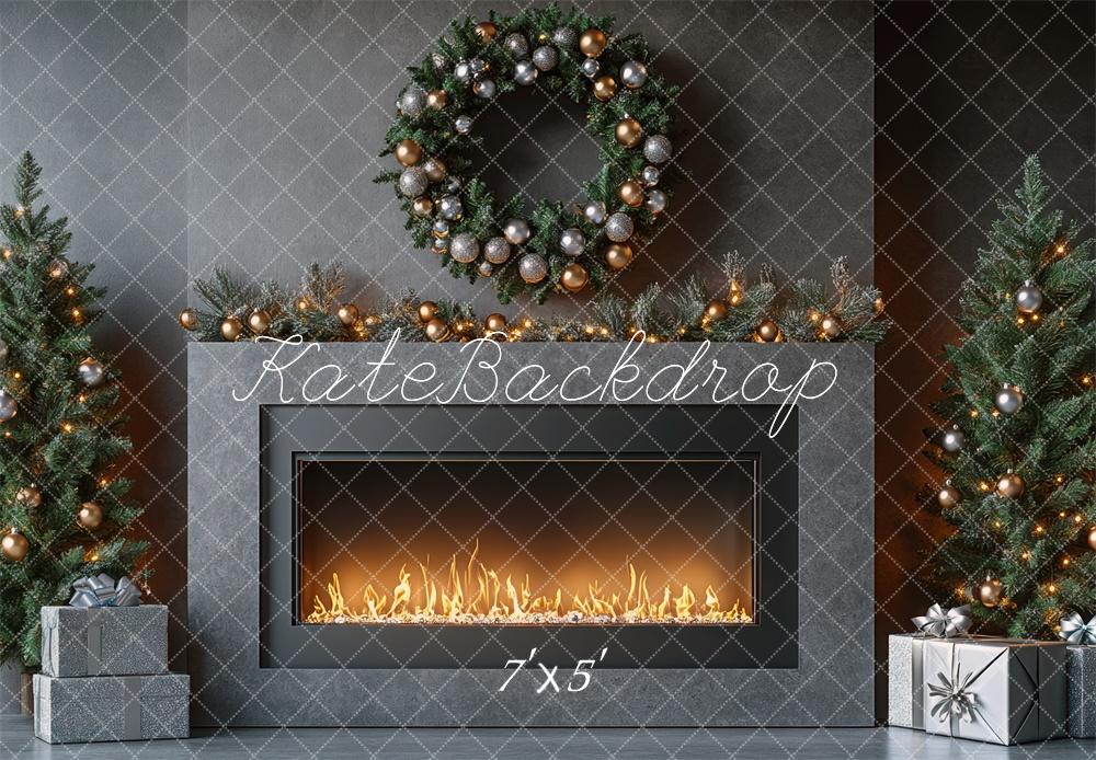 Cozy Elegant Holiday Fireplace Backdrop