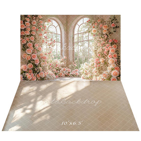 Elegant Rose Garden Window Backdrop