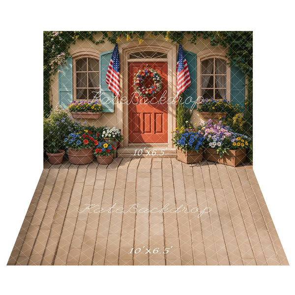 Charming Rustic Floral Porch Backdrop