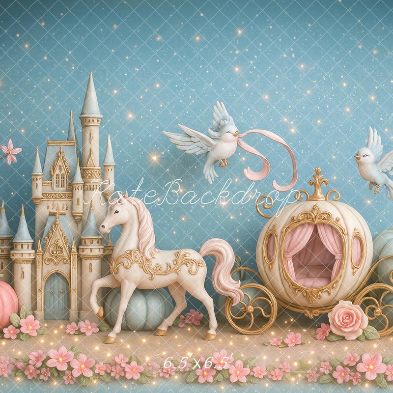 Kate Fairy Tale Castle Carriage Birds Backdrop Designed by Ashley Paul