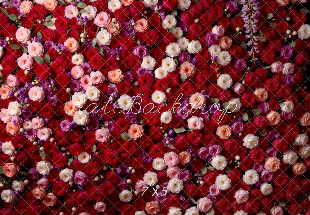 Kate Floral Red Pink Rose Wall Backdrop Designed by Mini MakeBelieve