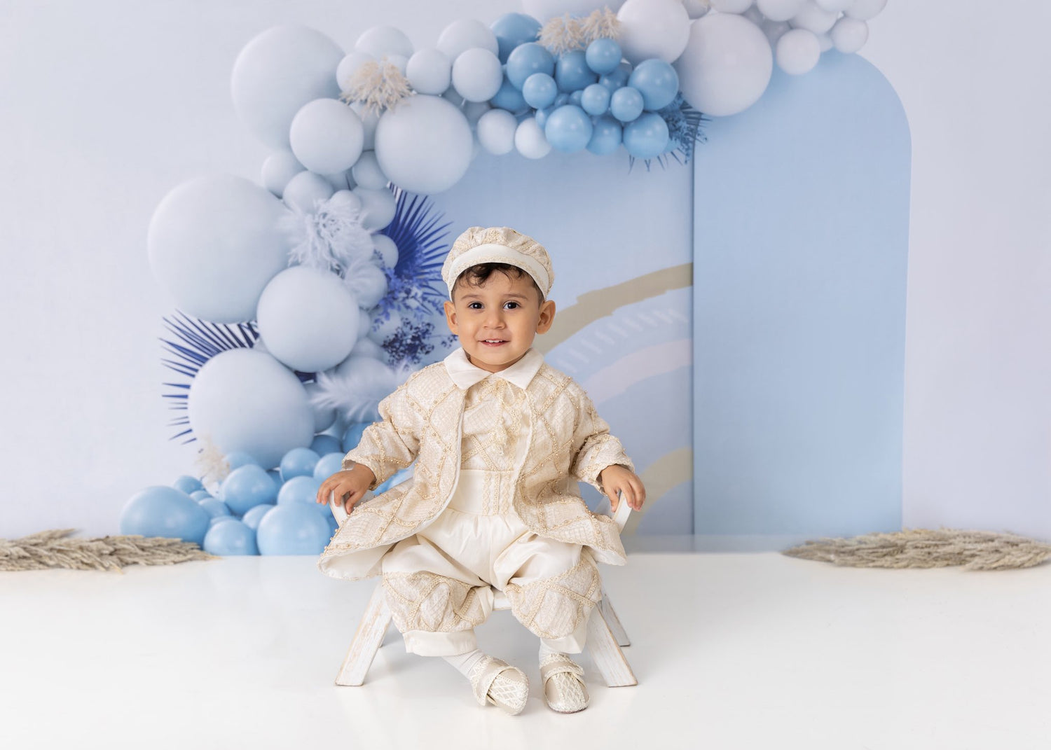 Elegant Blue Balloon Arch Backdrop