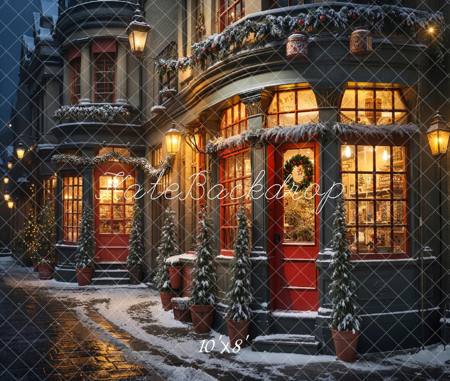 Cozy Winter Evening Vintage Storefront