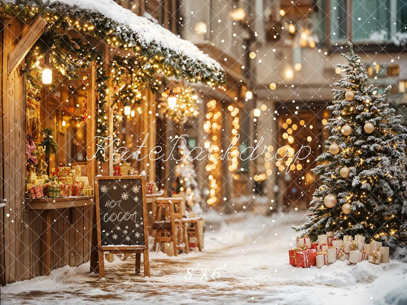 Cozy Winter Holiday Market Backdrop