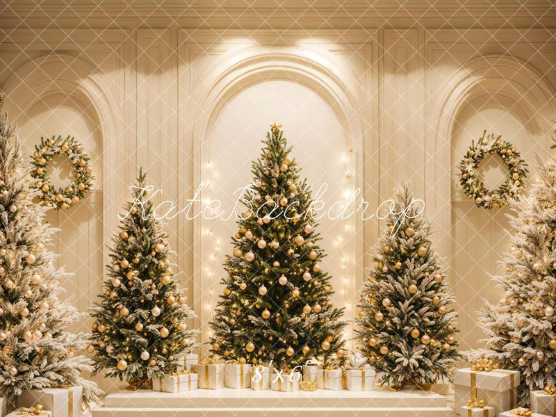 Elegant Golden Christmas Tree Backdrop