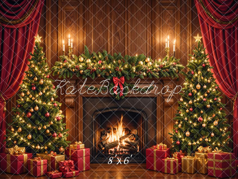 Cozy Rustic Holiday Fireplace Scene