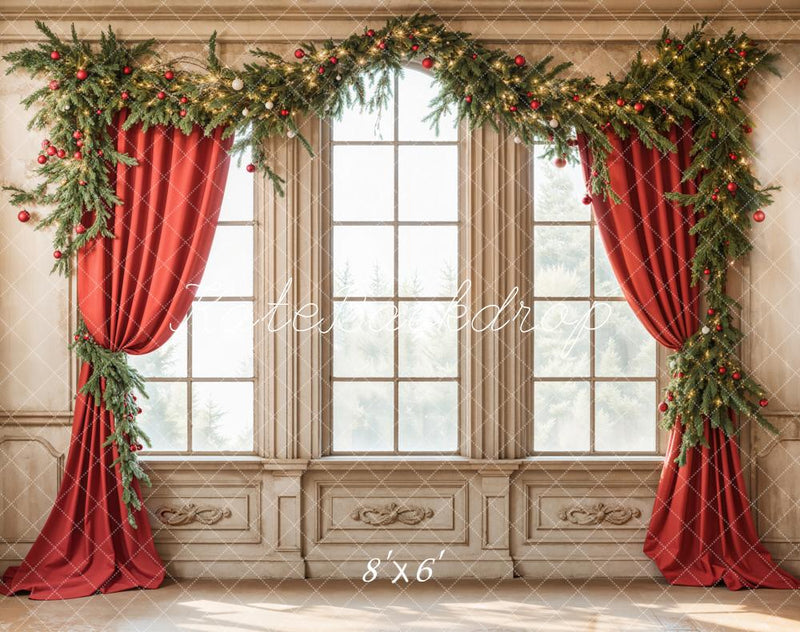 Elegant Holiday Window Garland Backdrop