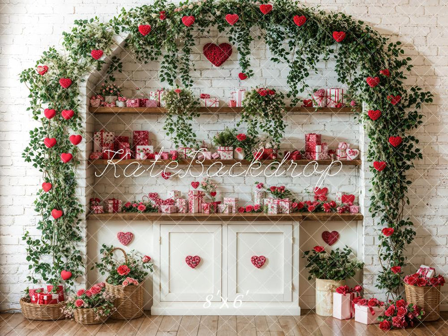Romantic Heart Garland Gift Shelf Backdrop