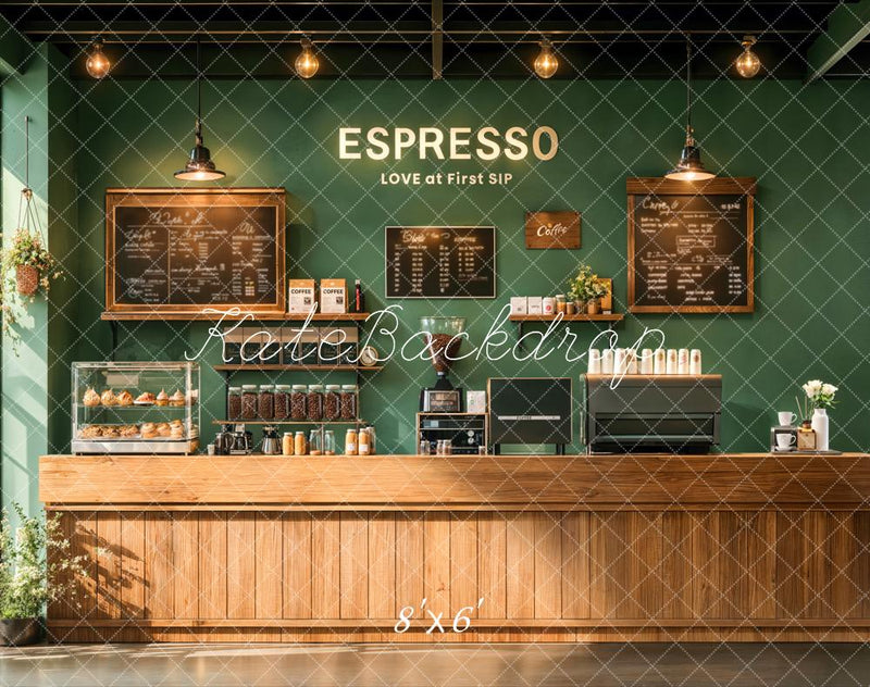 Rustic Coffee Shop Cozy Espresso Backdrop