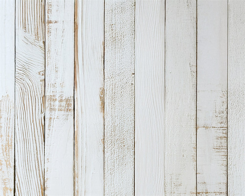 Kate White Painted Wood Boards Rubber Floor Mat designed by Mandy Ring
