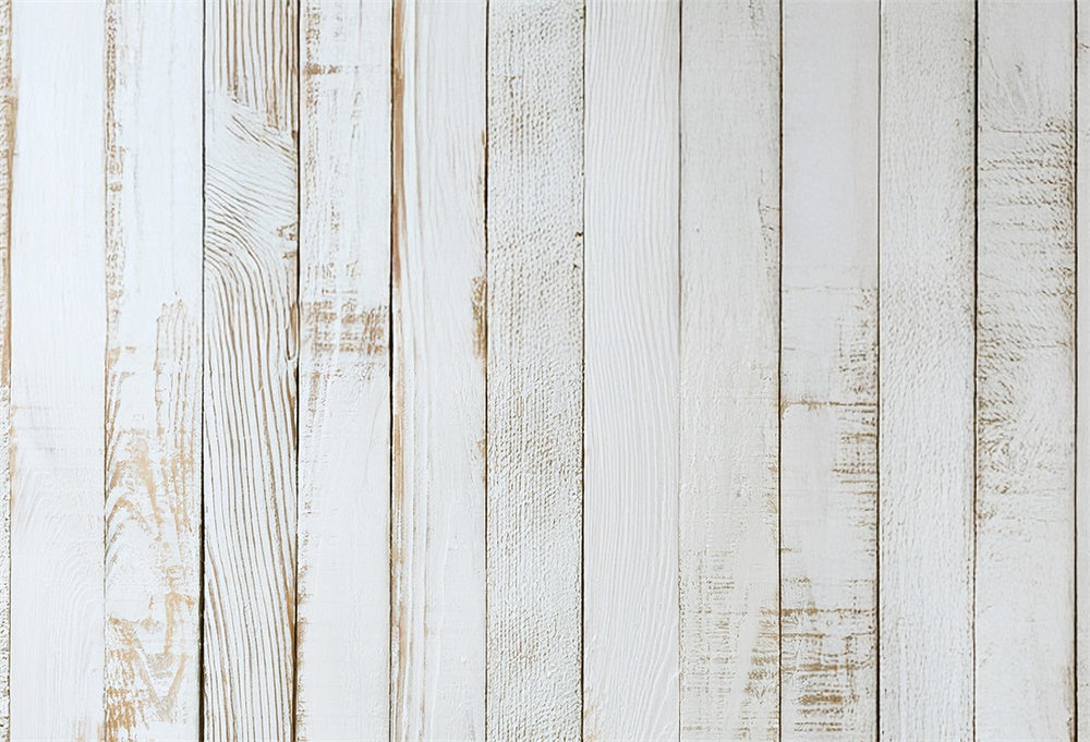 Kate White Painted Wood Boards Rubber Floor Mat designed by Mandy Ring