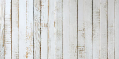 Kate White Painted Wood Boards Rubber Floor Mat designed by Mandy Ring