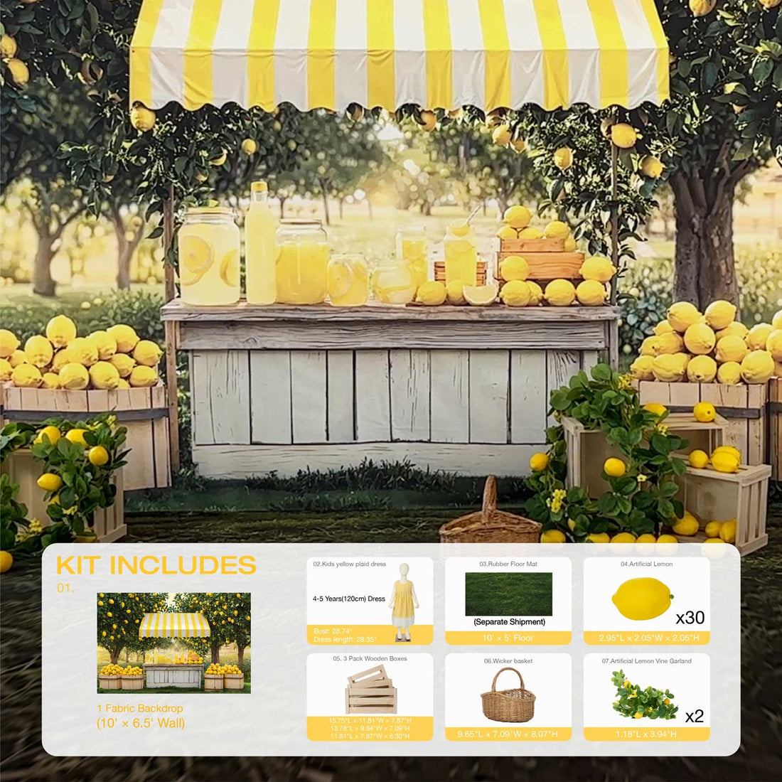 Kate Summer Lemonade Stand Photo Kit Photography Backdrops&Props Theme
