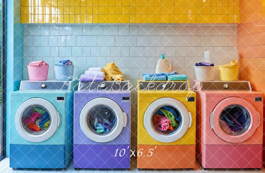 Colorful Laundry Room Washer Dryer Backdrop