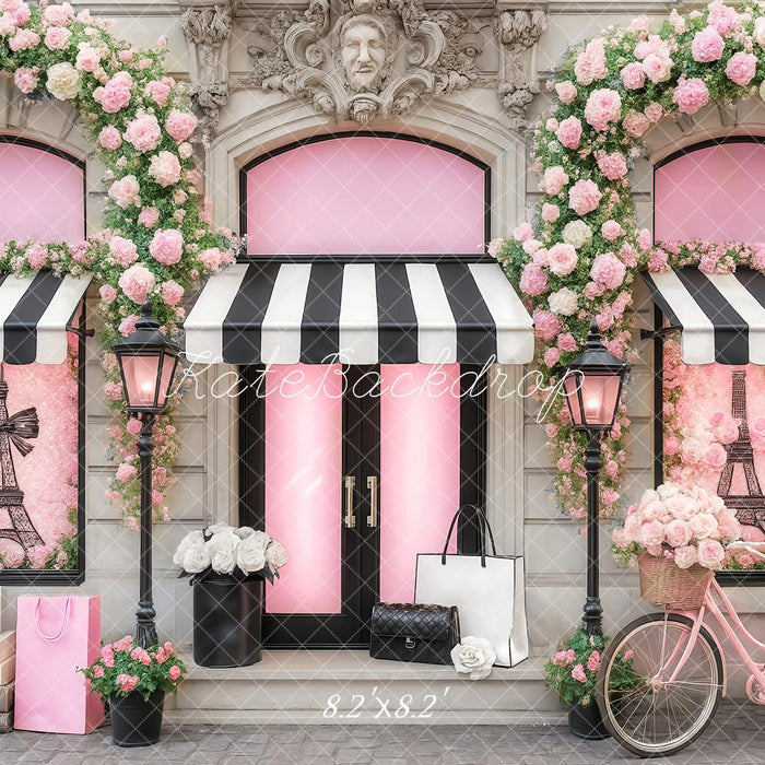 Chic Parisian Floral Boutique Backdrop
