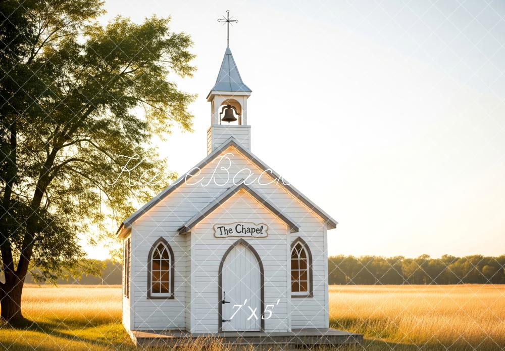 Kate Wedding White Chapel Meadow Sunset Backdrop Designed by Patty Rob