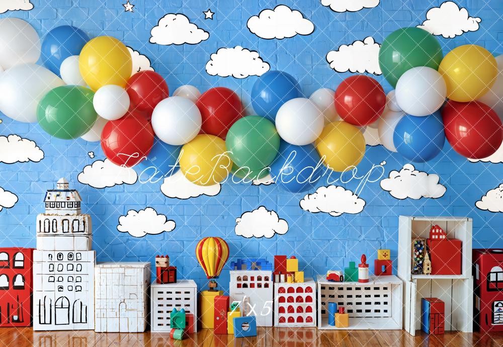 Whimsical Balloon Clouds Party Backdrop