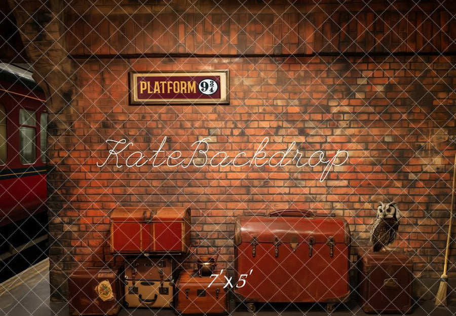 Vintage Brick Wall Train Station Backdrop