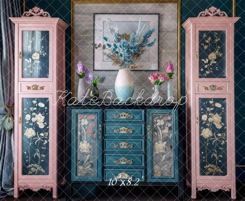 Vintage Floral Elegant Cabinet Backdrop