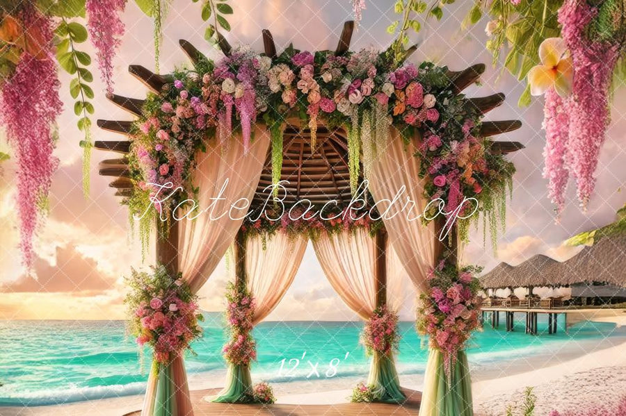 Kate Beach Tropical Gazebo Floral Arch Backdrop Designed by Lidia Rede