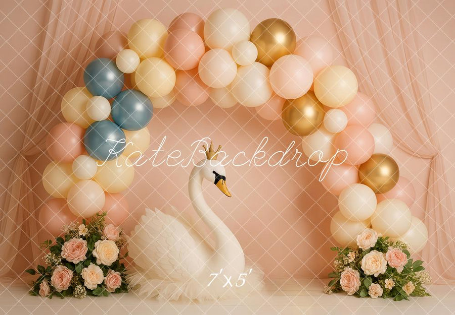 Elegant Swan Balloon Arch Backdrop