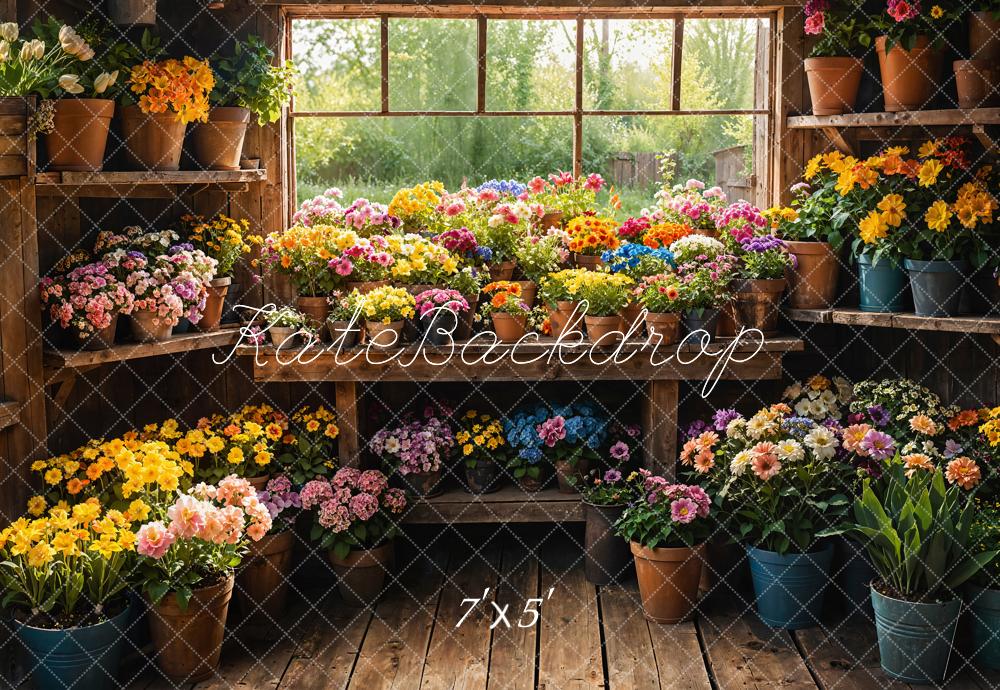 Rustic Flower Shop Window Backdrop