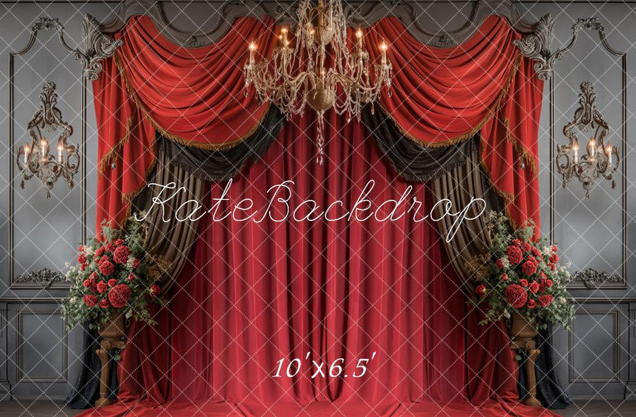 Elegant Red Velvet Draped Backdrop