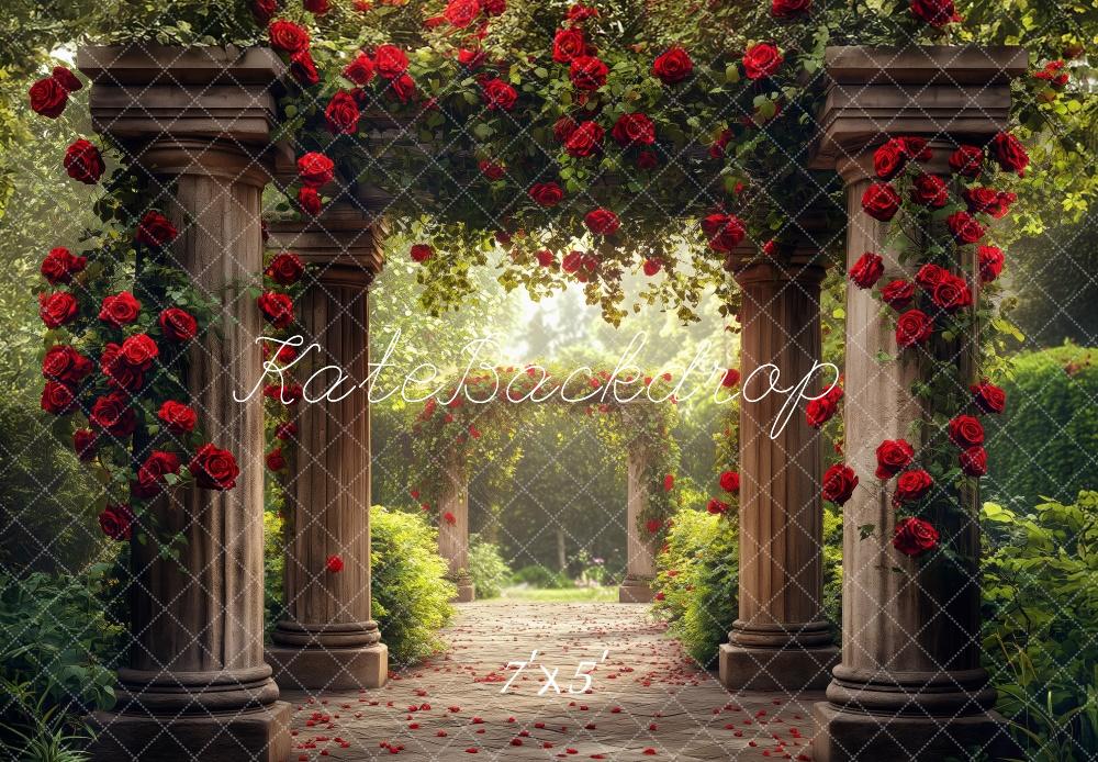 Romantic Garden Rose Archway Backdrop