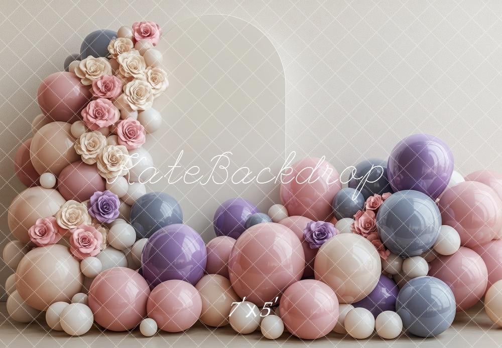 Elegant Pastel Balloon Floral Backdrop