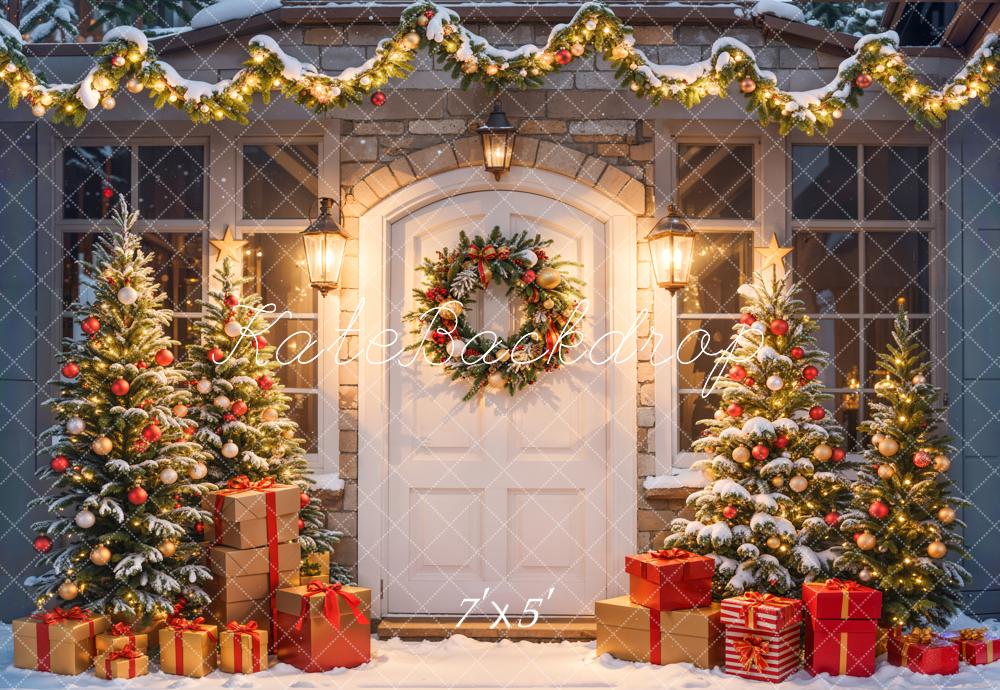 Cozy Festive Holiday Entrance Backdrop