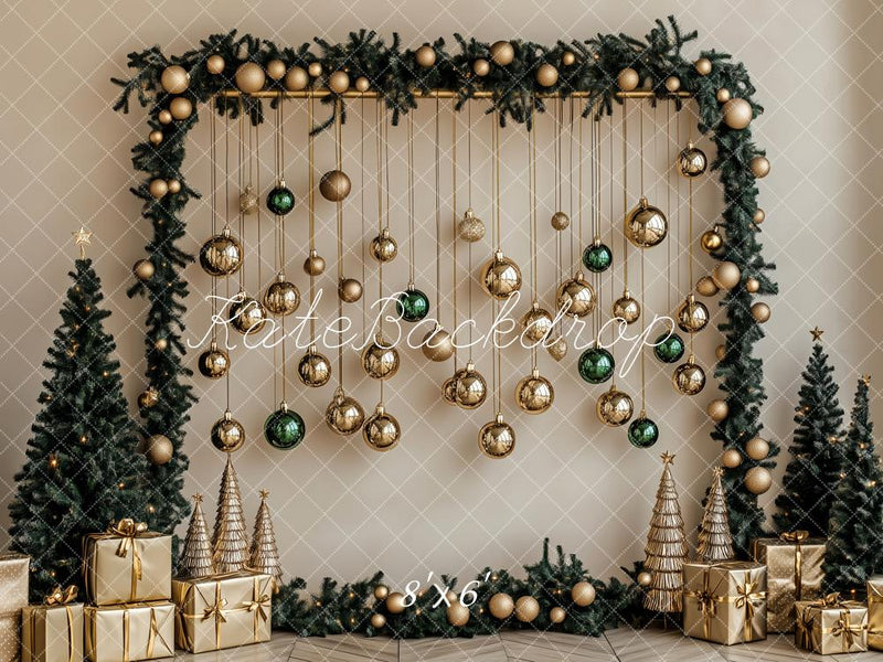 Kate Christmas Arch Ornaments Gifts Golden Backdrop Designed by Patty