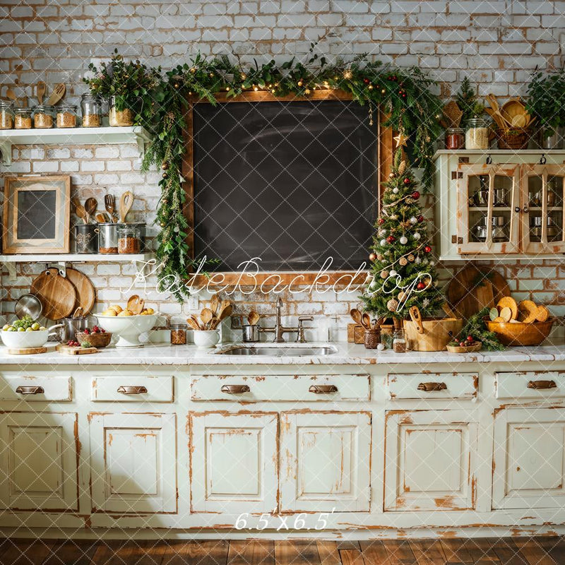 Rustic Cozy Holiday Kitchen Backdrop