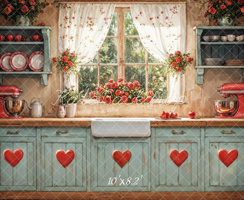 Rustic Vintage Kitchen Floral Backdrop