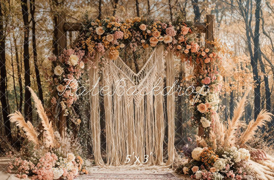 Rustic Boho Macrame Floral Arch Backdrop