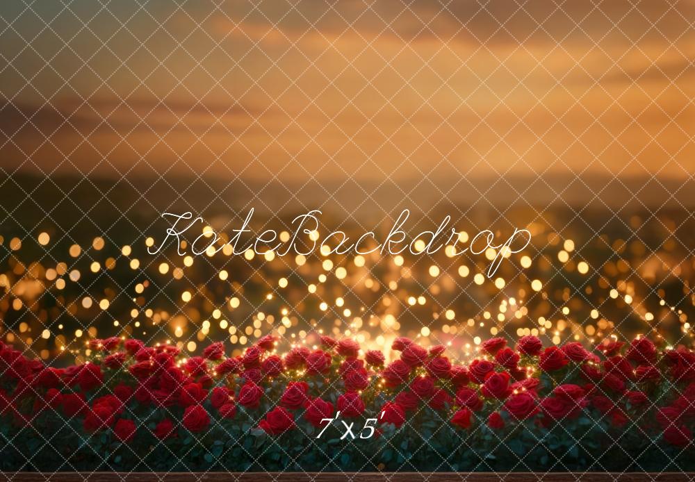 Romantic Red Roses Twilight Lights Backdrop