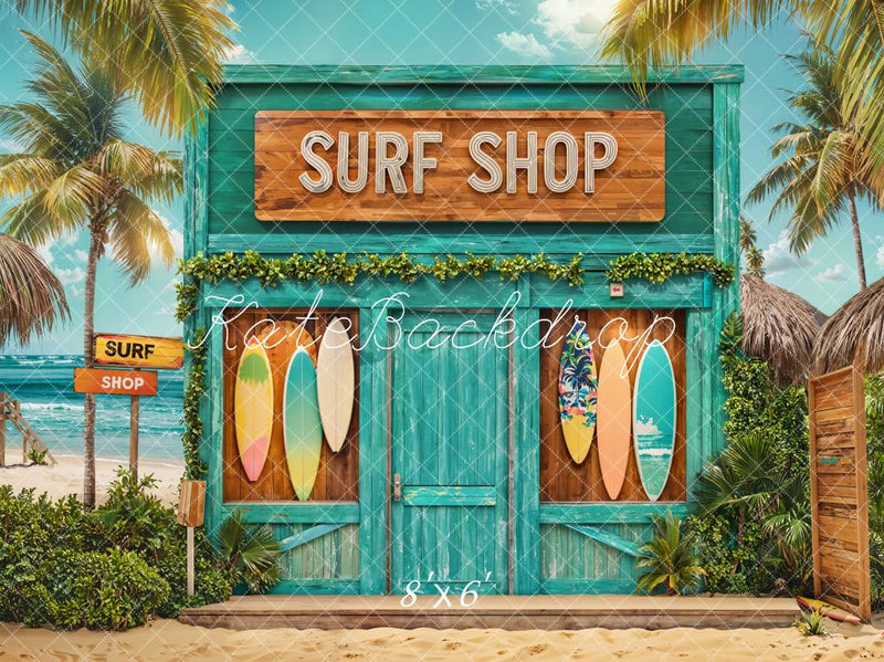 Tropical Beach Surf Shop Backdrop