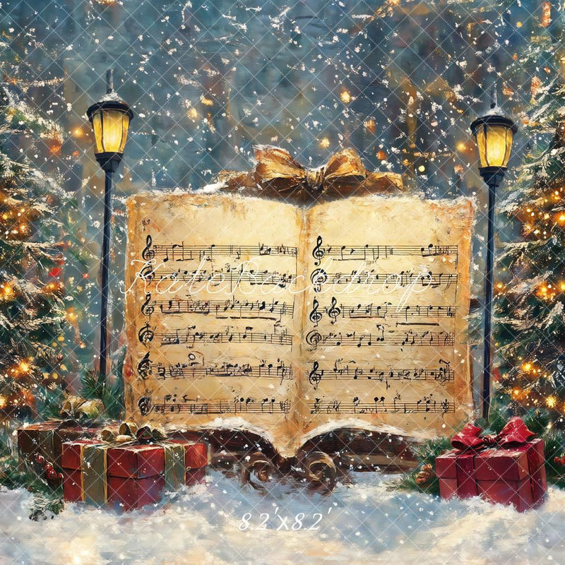 Festive Holiday Carol Sheet Music Backdrop
