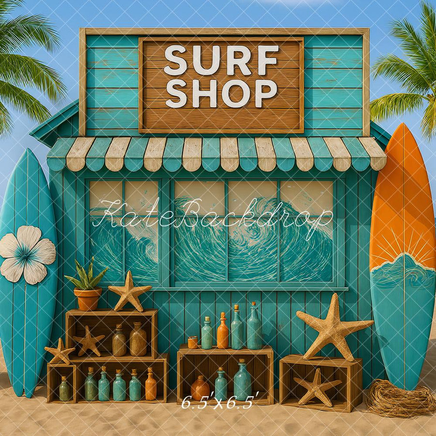 Tropical Beach Surf Shop Backdrop