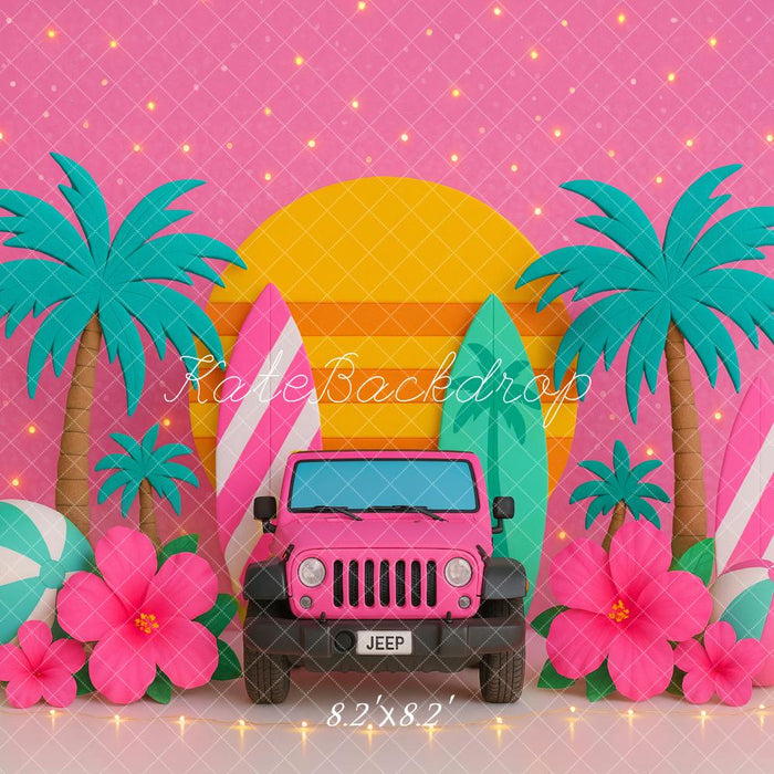 Vibrant Tropical Sunset Adventure Backdrop