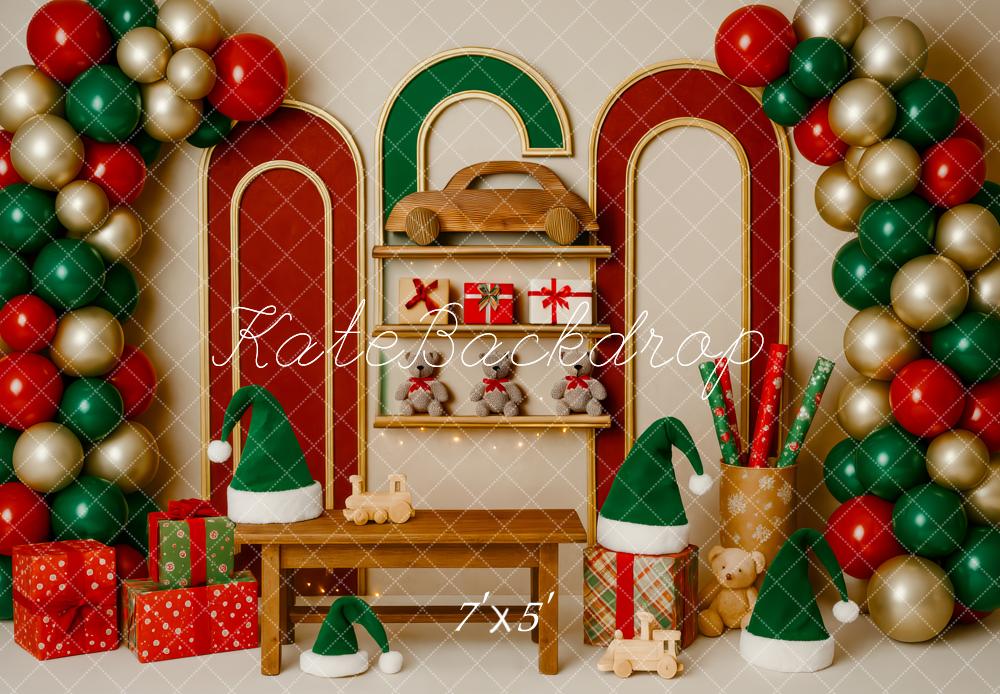 Festive Elf Workshop Christmas Backdrop