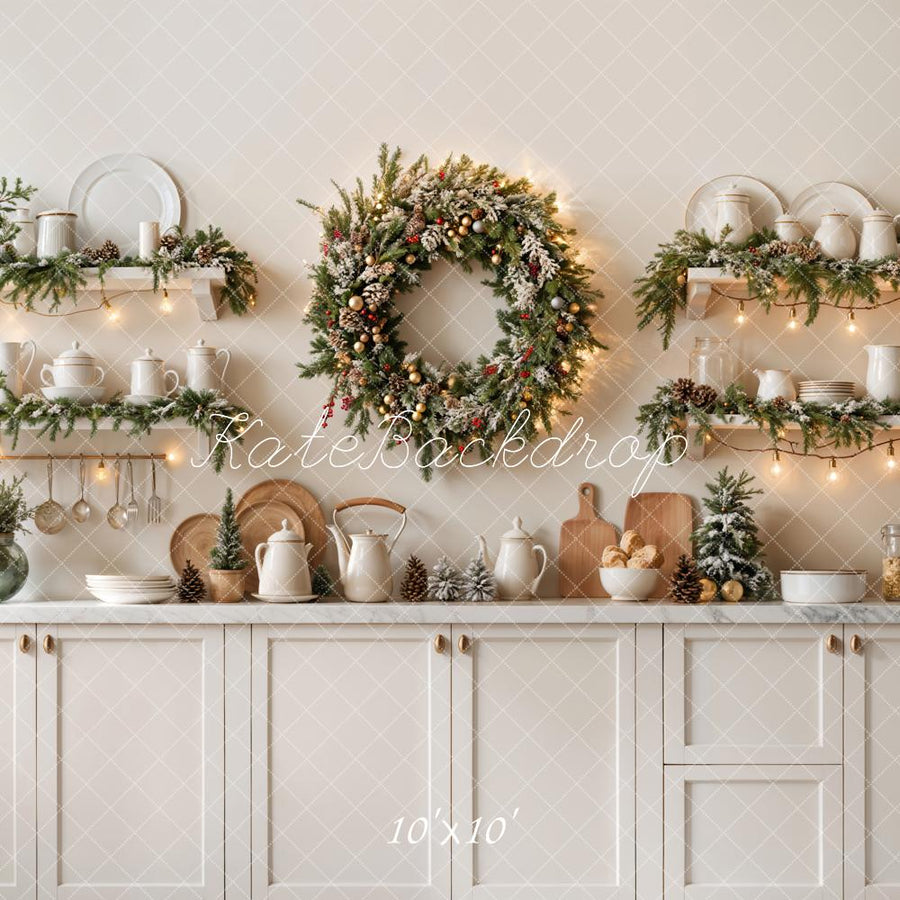Cozy Rustic Holiday Kitchen Backdrop