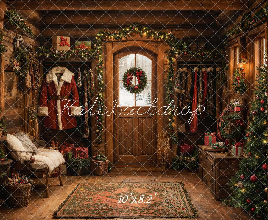 Cozy Rustic Christmas Lodge Backdrop