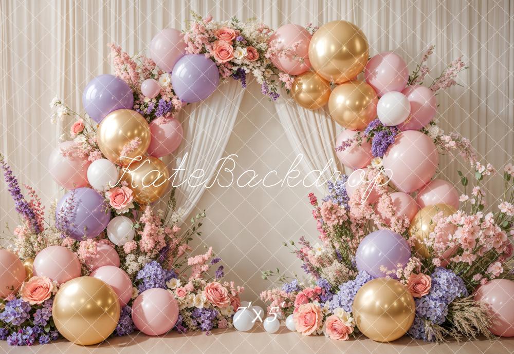 Elegant Pastel Balloon Flower Arch Backdrop