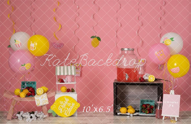 Kate Cake Smash Lemonade Stand Pink Backdrop Designed by Erin Larkins
