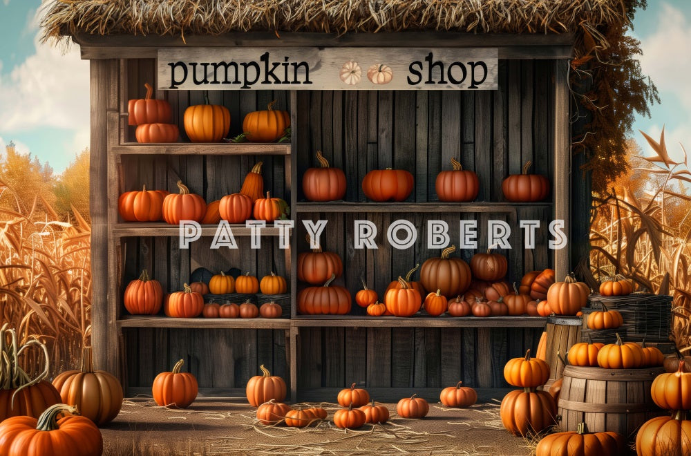 Rustic Autumn Pumpkin Shop Backdrop