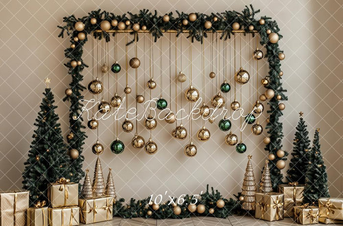 Kate Christmas Arch Ornaments Gifts Golden Backdrop Designed by Patty